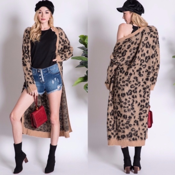 BellanBlue | Sweaters | Austin Leopard Print Fuzzy Cardigan | Poshmark